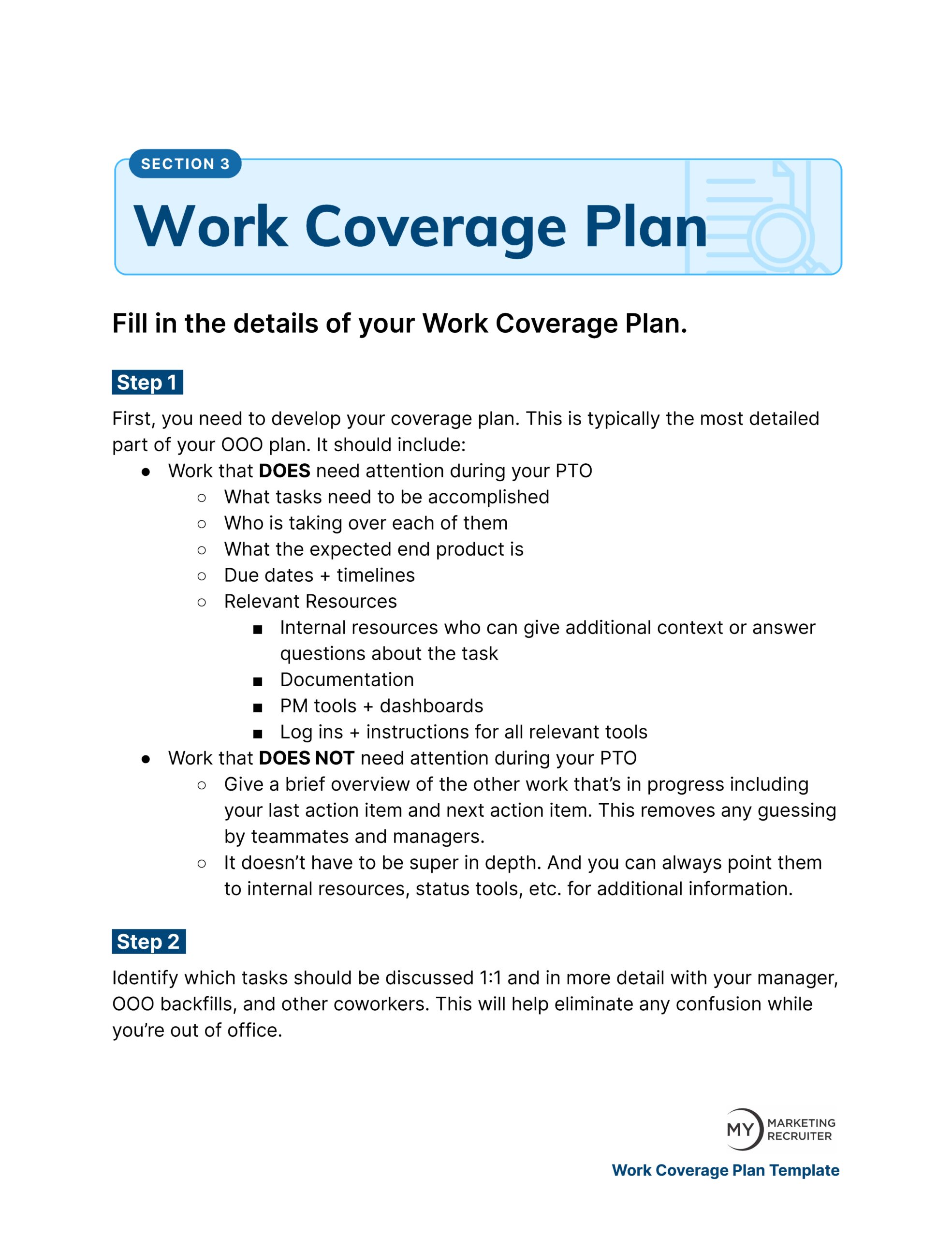 Work Coverage Plan Template - My Marketing Recruiter